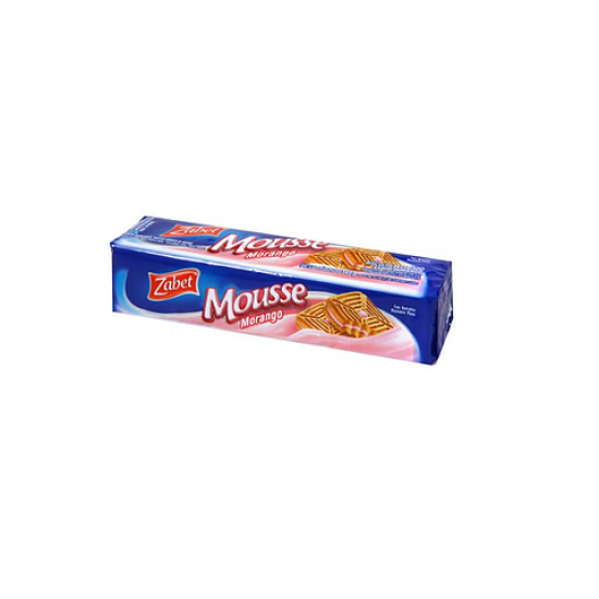 Biscoito Recheado Zabet 145G Mousse Morango